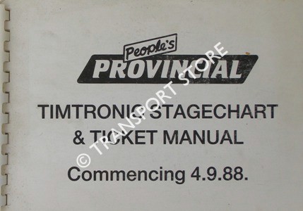 People's Provincial - Timtronic Stagechart & Ticket Manual - commencing ...